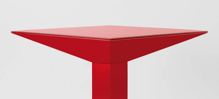 Ettore Sottsass Red Metal and Glass Mettsass Table for BD For Sale at 1stDibs