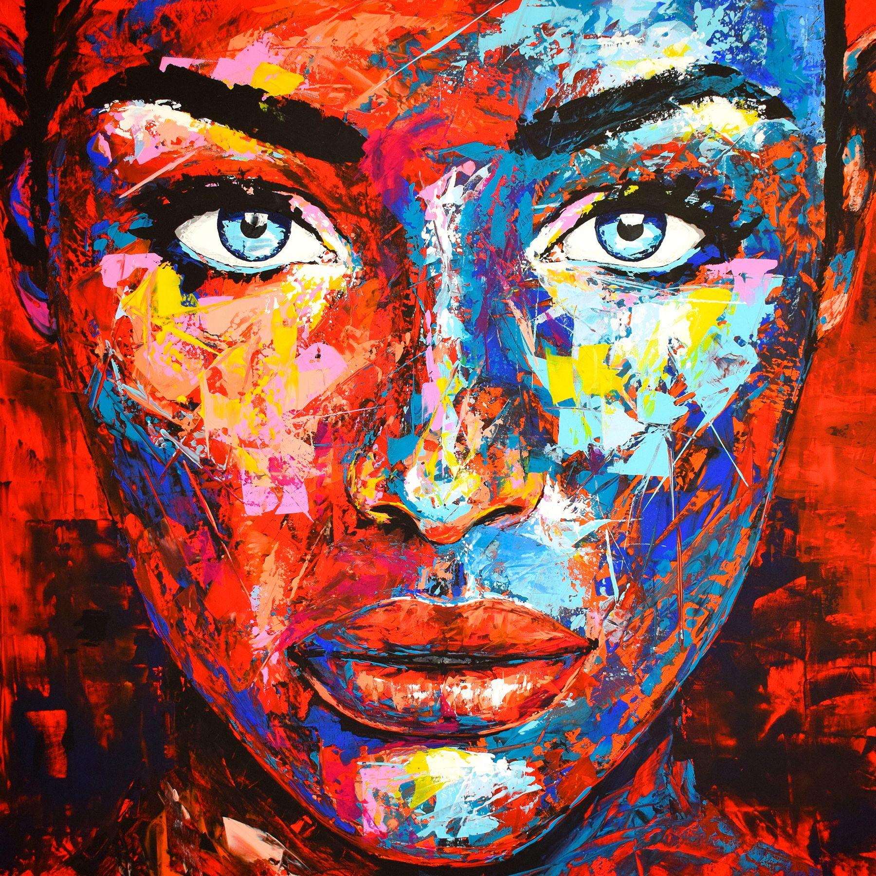 Eugen Dick - Original 57 face portrait, Painting, Acrylic on Canvas For ...