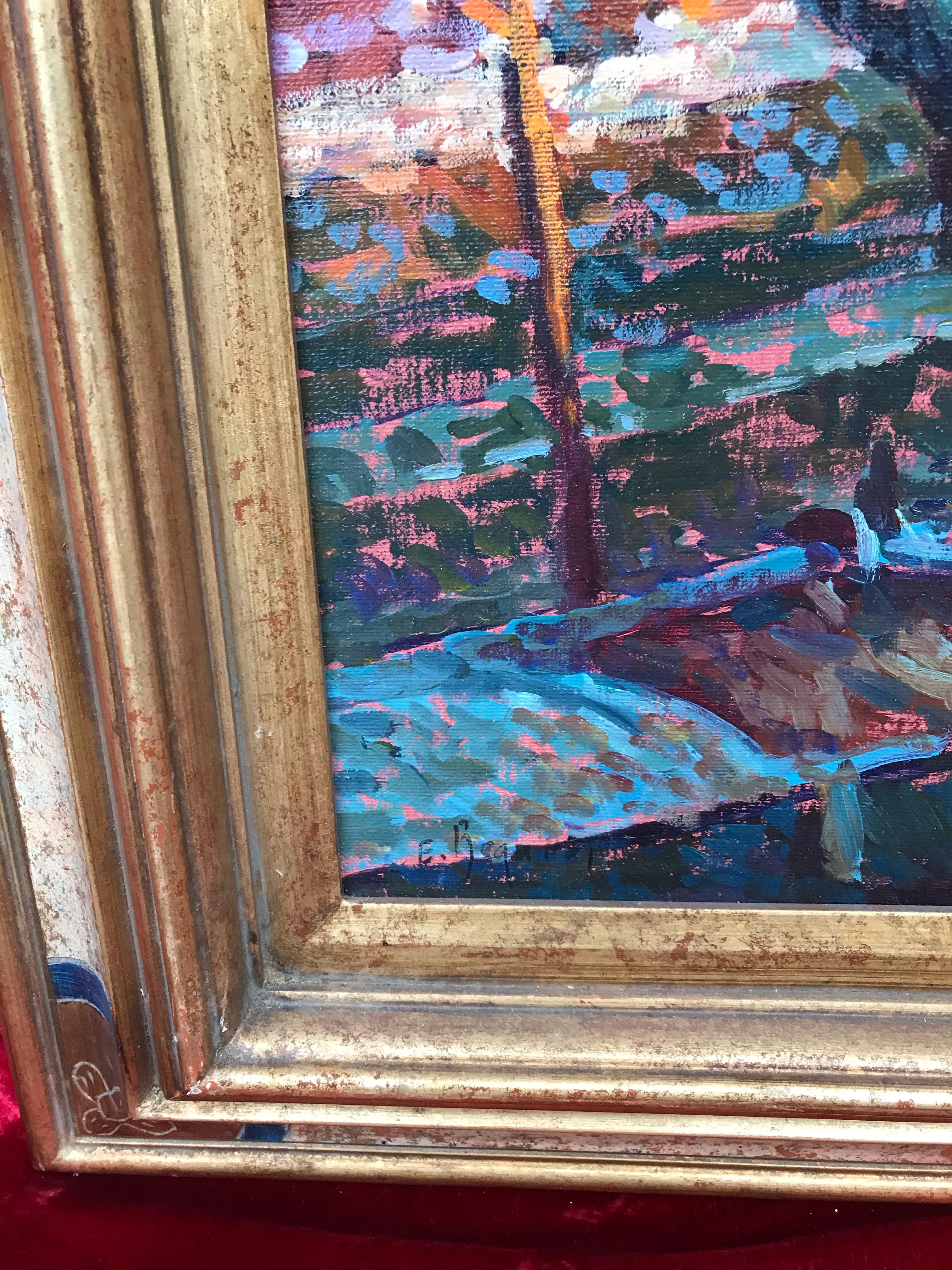 Eugène Bégarat - Venice at Sunset - Original pointillist painting For ...