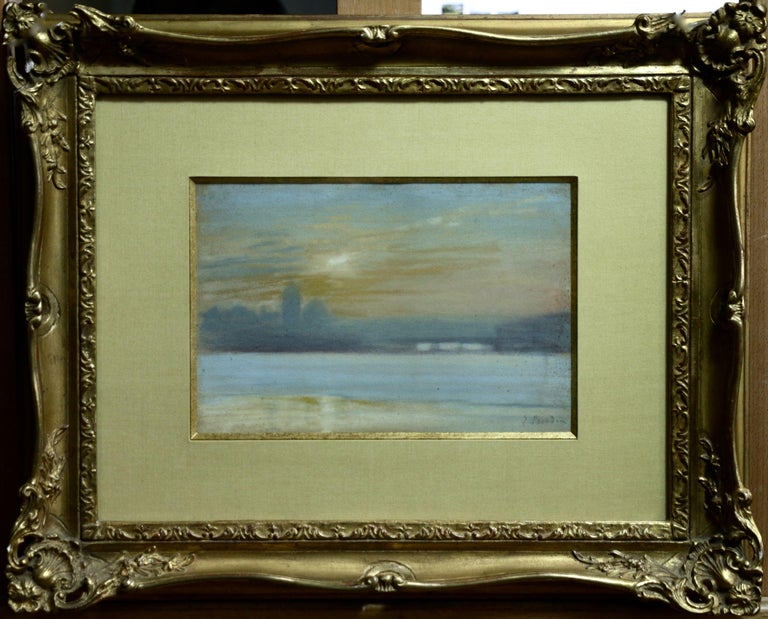 Eugène Louis Boudin - Coucher de Soleil - 19th Century Pastel, Sunset ...