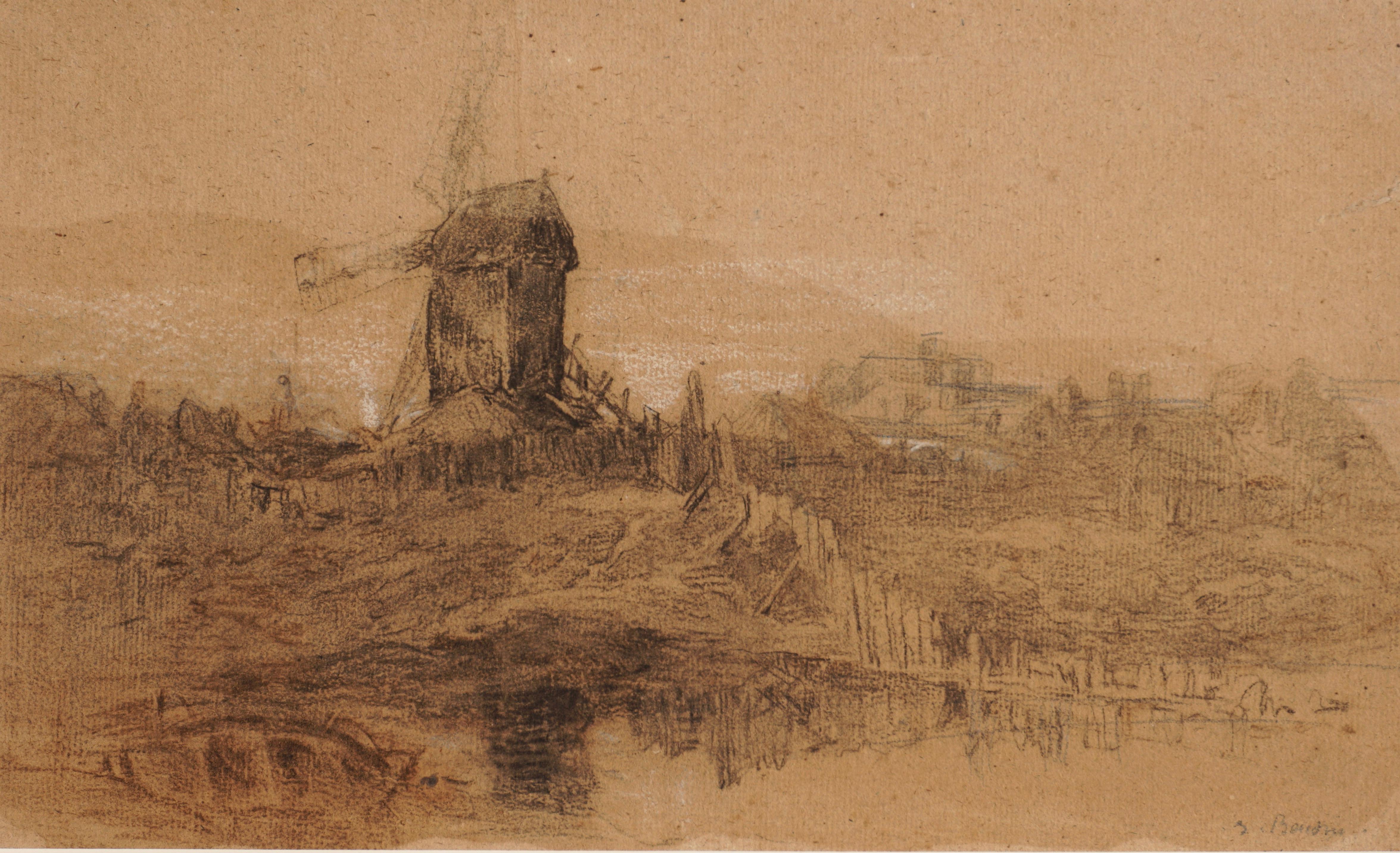 Eugene Boudin Drawing “Moulin Du Perry” Mixed-Media Painting at 1stDibs ...