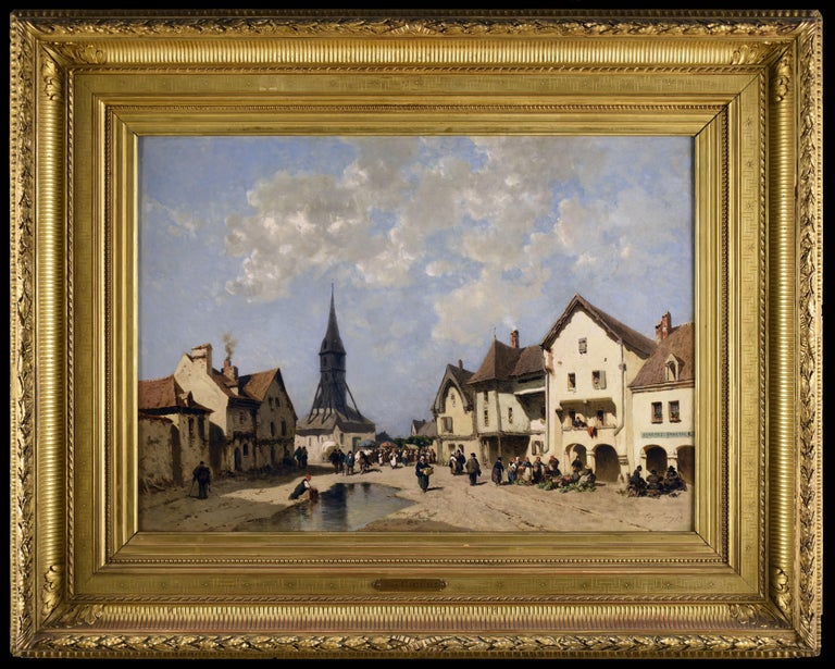 Eugène Ciceri - Sunny square at Normandie. For Sale at 1stDibs