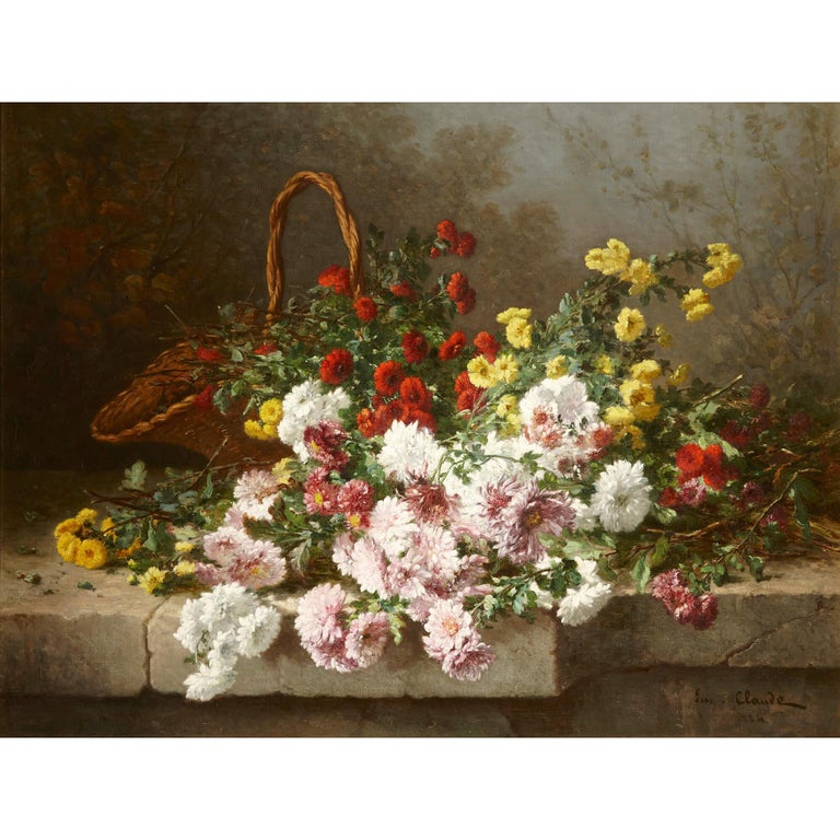 Eugene Claude - A large floral still life painting by Eugene Claude ...