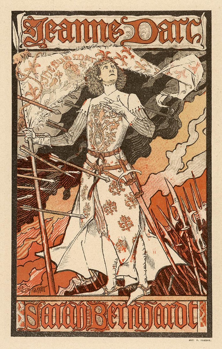 Eugène Grasset - Sarah Bernhardt as Jeanne D'arc by Eugène Grasset, Art ...