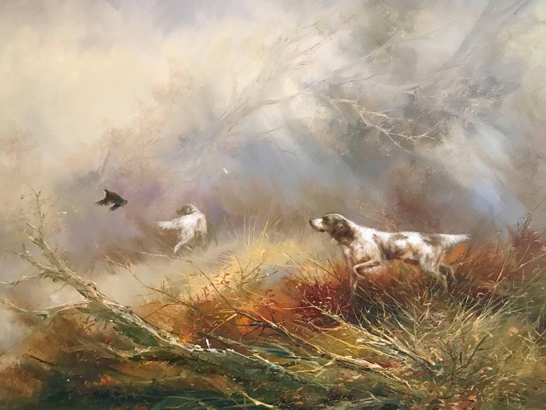 Eugene Kingman - Hunting Spaniels Flushing Game, Large Signed Oil on ...