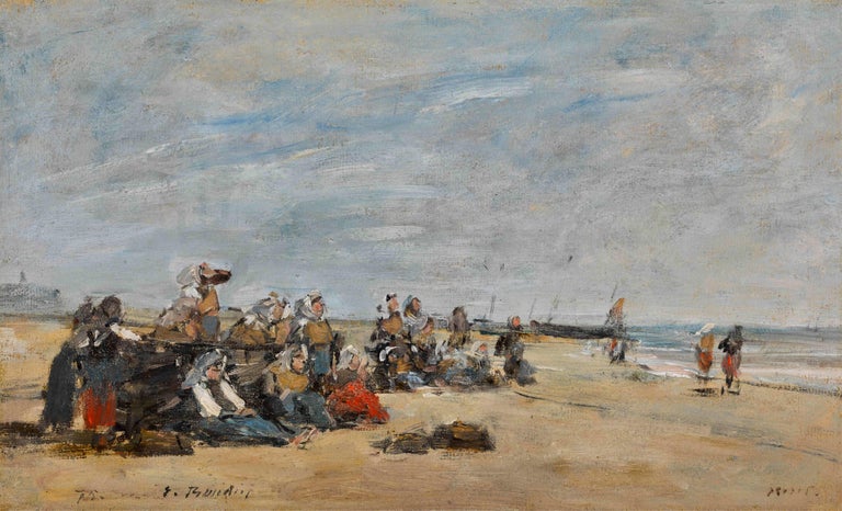 Eugène Louis Boudin - Berck, groupe de pêcheuses assises sur la grève ...