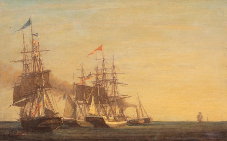 French and US Naval Battle, dated 1660 For Sale at 1stDibs