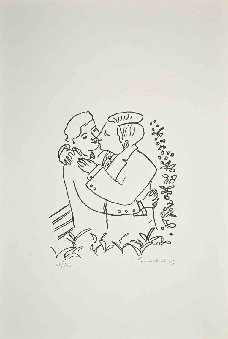 Eugenio Comencini - The Couple - Original Lithograph by Eugenio ...