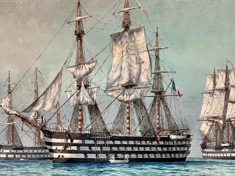 Eug.Mauvie - Fine Napoleonic Wars Period French Tall Ships at Sea ...