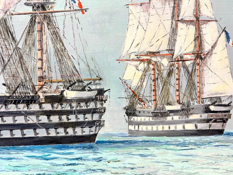 Eug.Mauvie - Fine Napoleonic Wars Period French Tall Ships at Sea ...