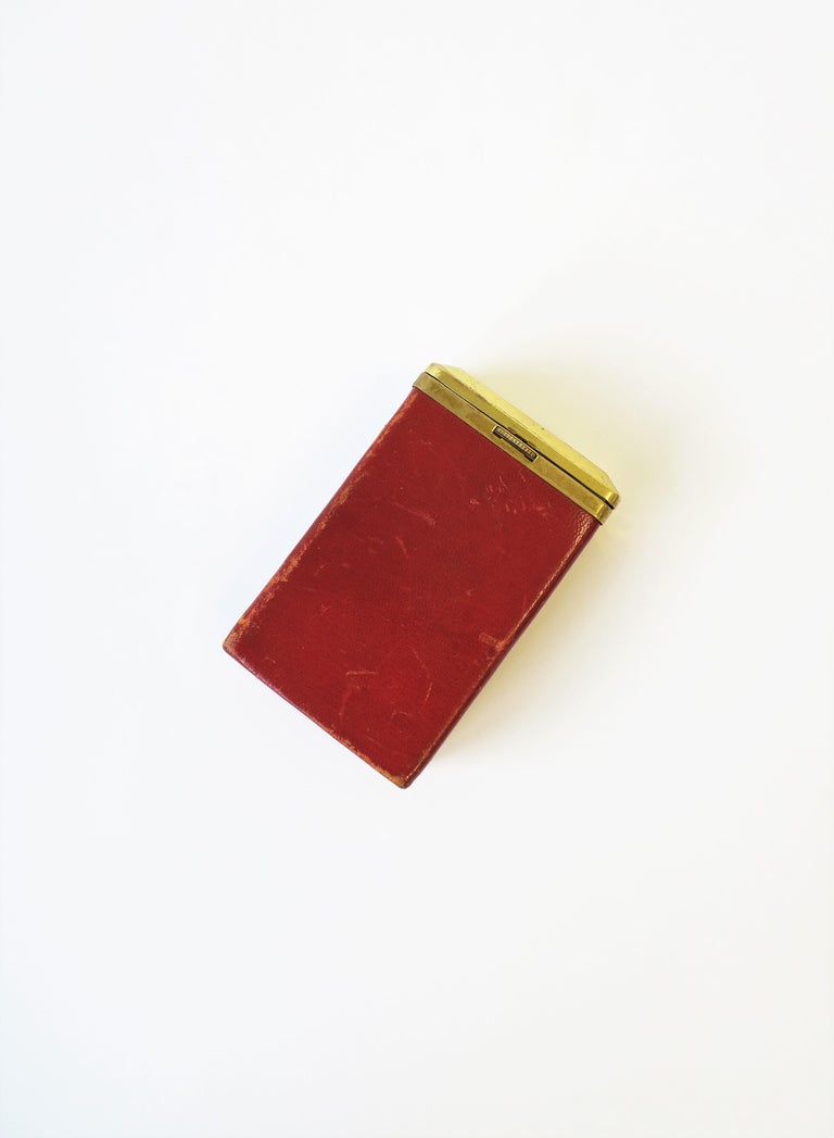 Euro Red Leather and Brass Cigarette Holder Case or Box at 1stDibs