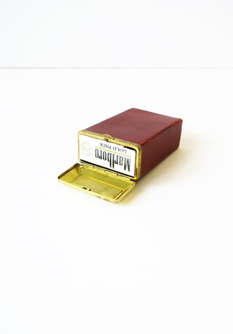 Euro Red Leather and Brass Cigarette Holder Case or Box at 1stDibs