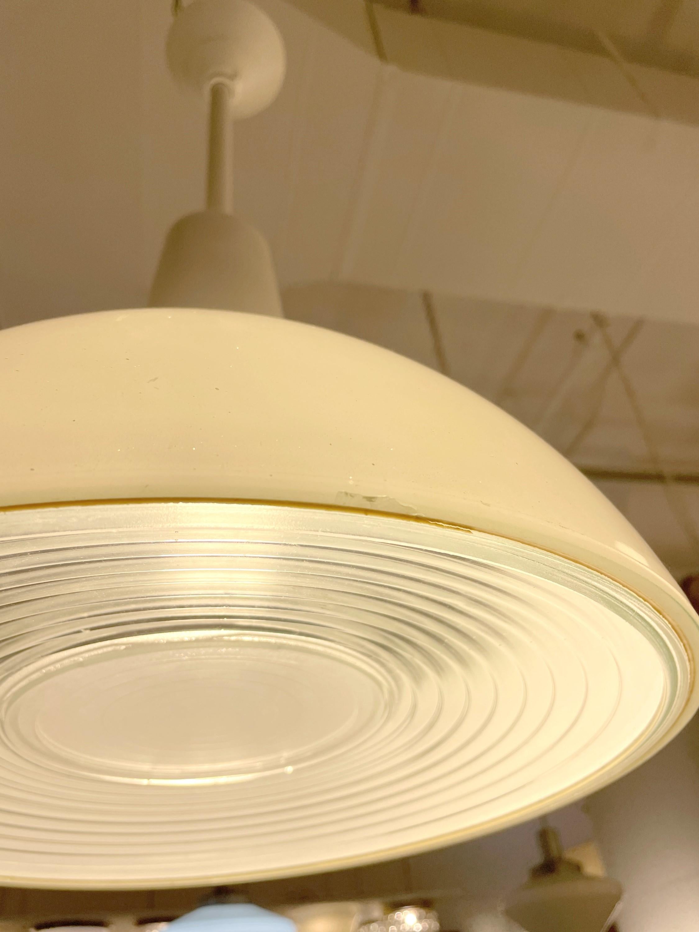 European 1950s Mid-Century Modern White Pendant Light For Sale at 1stDibs