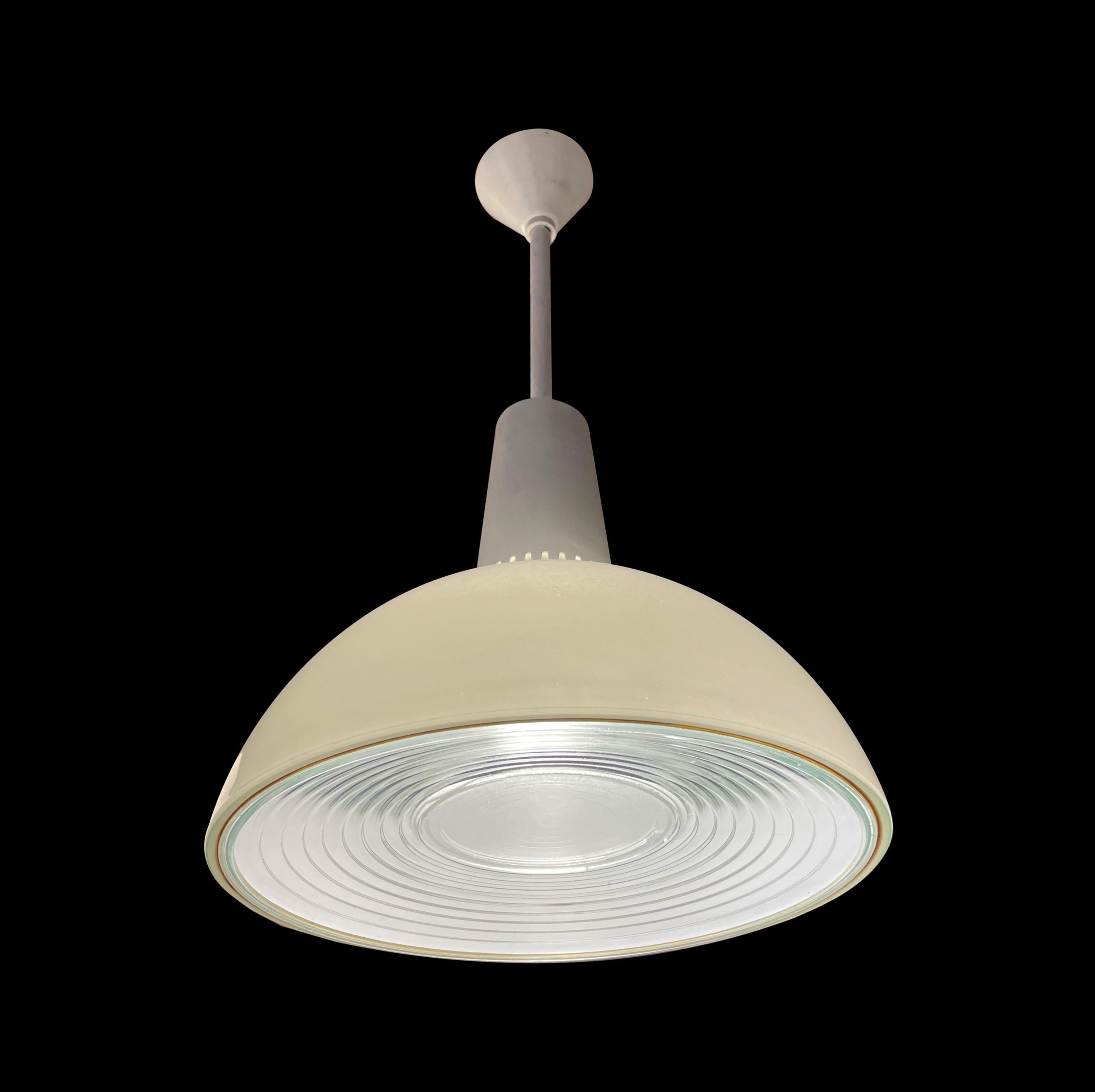 European 1950s Mid-Century Modern White Pendant Light For Sale at 1stDibs