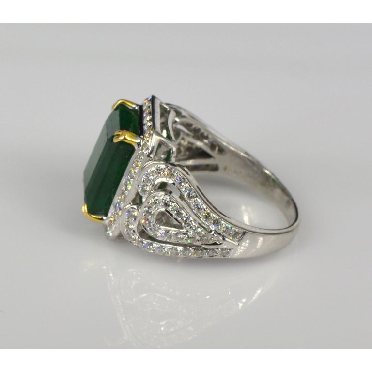 Customizable European Antique Emerald Engagement Ring, Art Deco Emerald ...