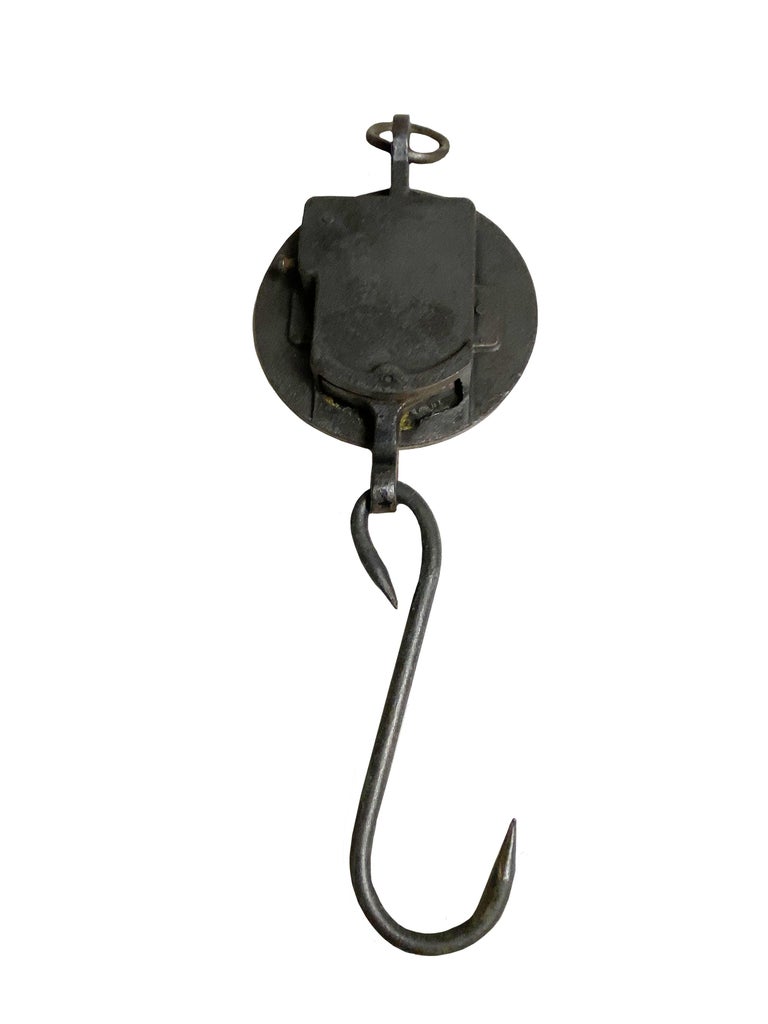 European Antique Heavy Brass Hanging Scale For Sale at 1stDibs