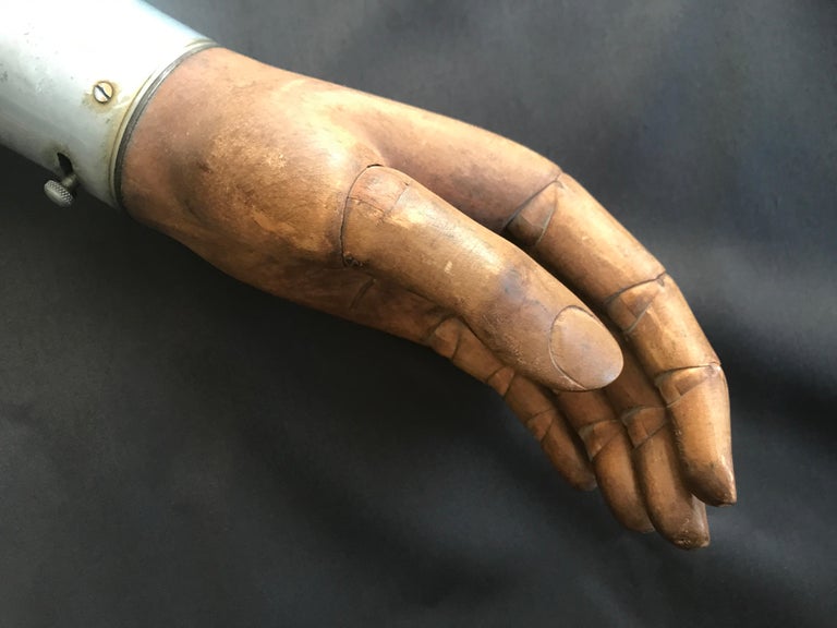 European Antique Prosthetic Arm in Wood Metal and Leather For Sale at ...