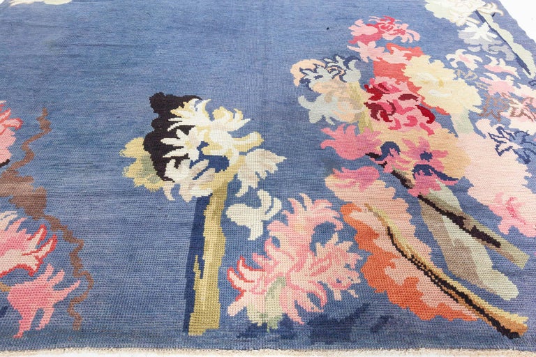 European Art Deco Blue Rug For Sale at 1stDibs