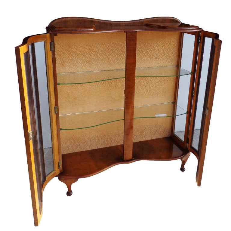 European Art Deco Walnut Glass Curio Display Cabinet at 1stDibs | art ...