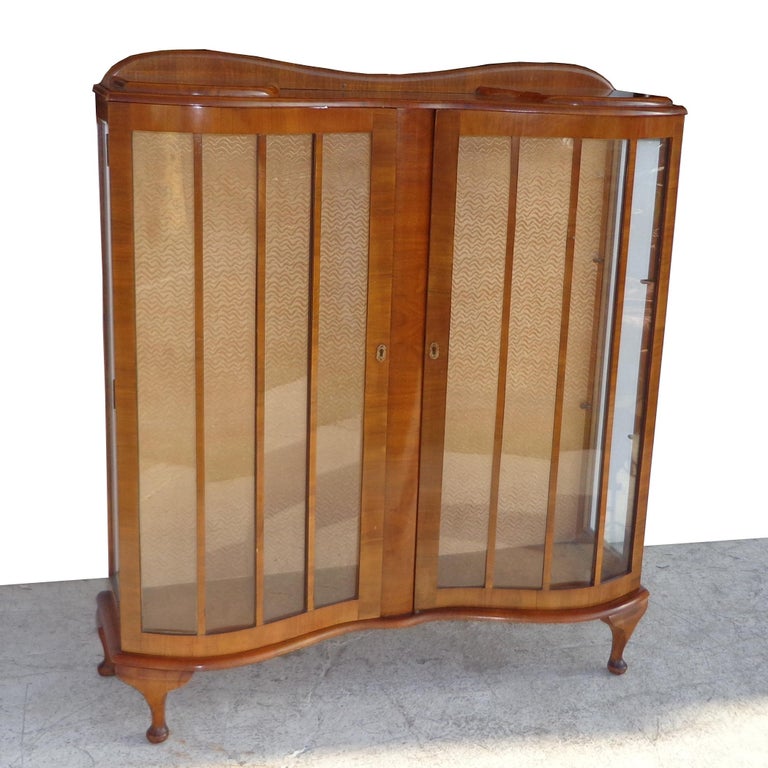 European Art Deco Walnut Glass Curio Display Cabinet at 1stDibs | art ...