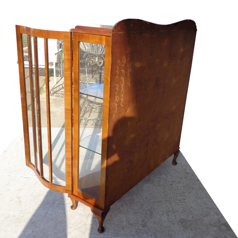 European Art Deco Walnut Glass Curio Display Cabinet at 1stDibs | art ...