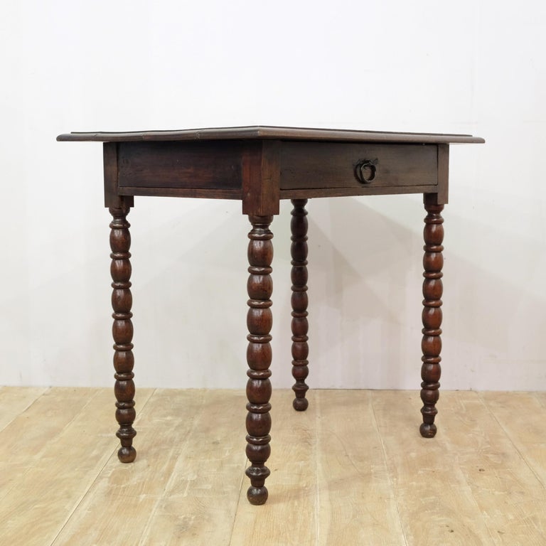 European Bobbin Turned Chestnut Side Table with Drawer, French, circa ...