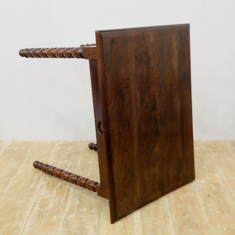 European Bobbin Turned Chestnut Side Table with Drawer, French, circa ...