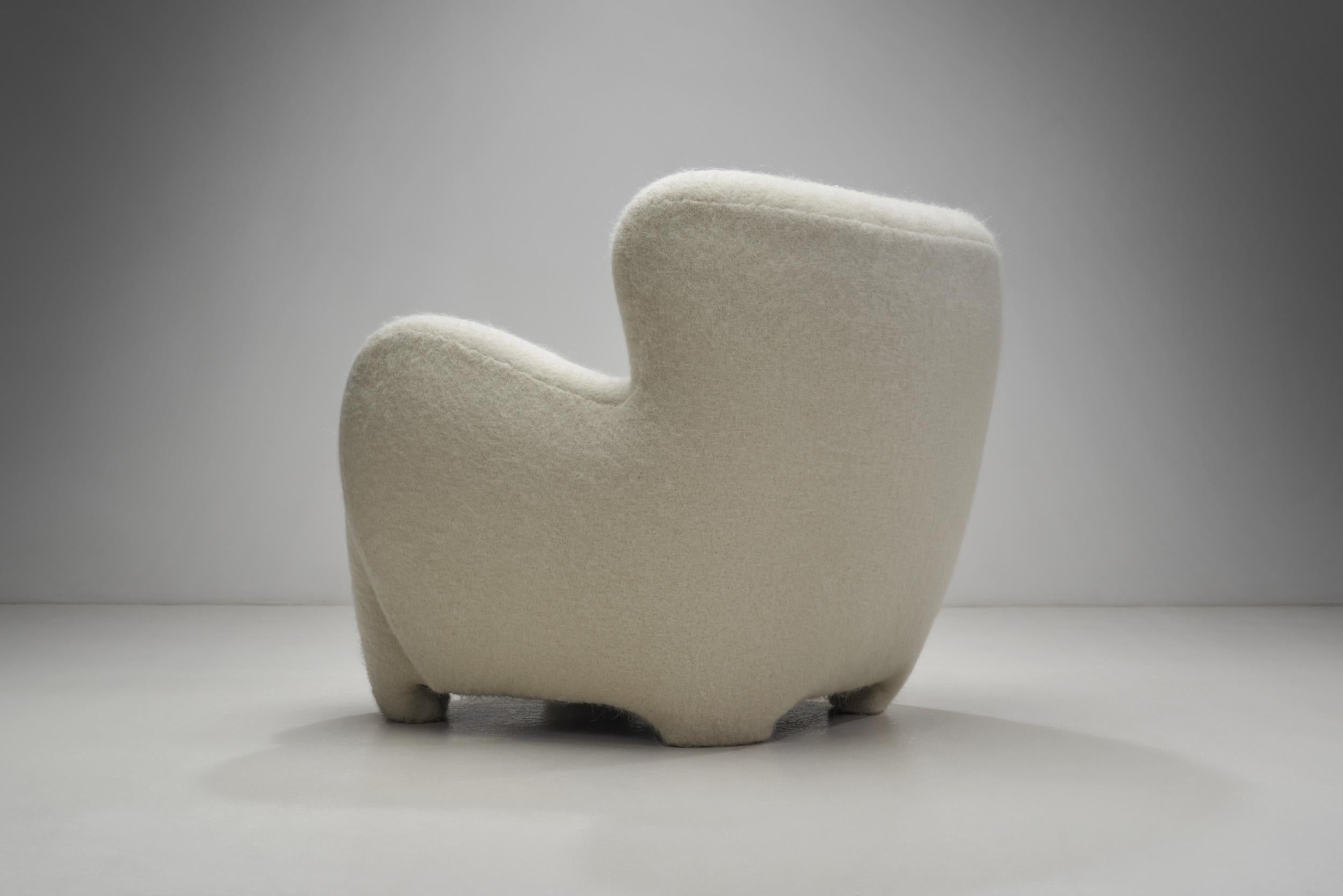 European Cabinetmaker Upholstered Lounge Chair with Ottoman, Europe ...