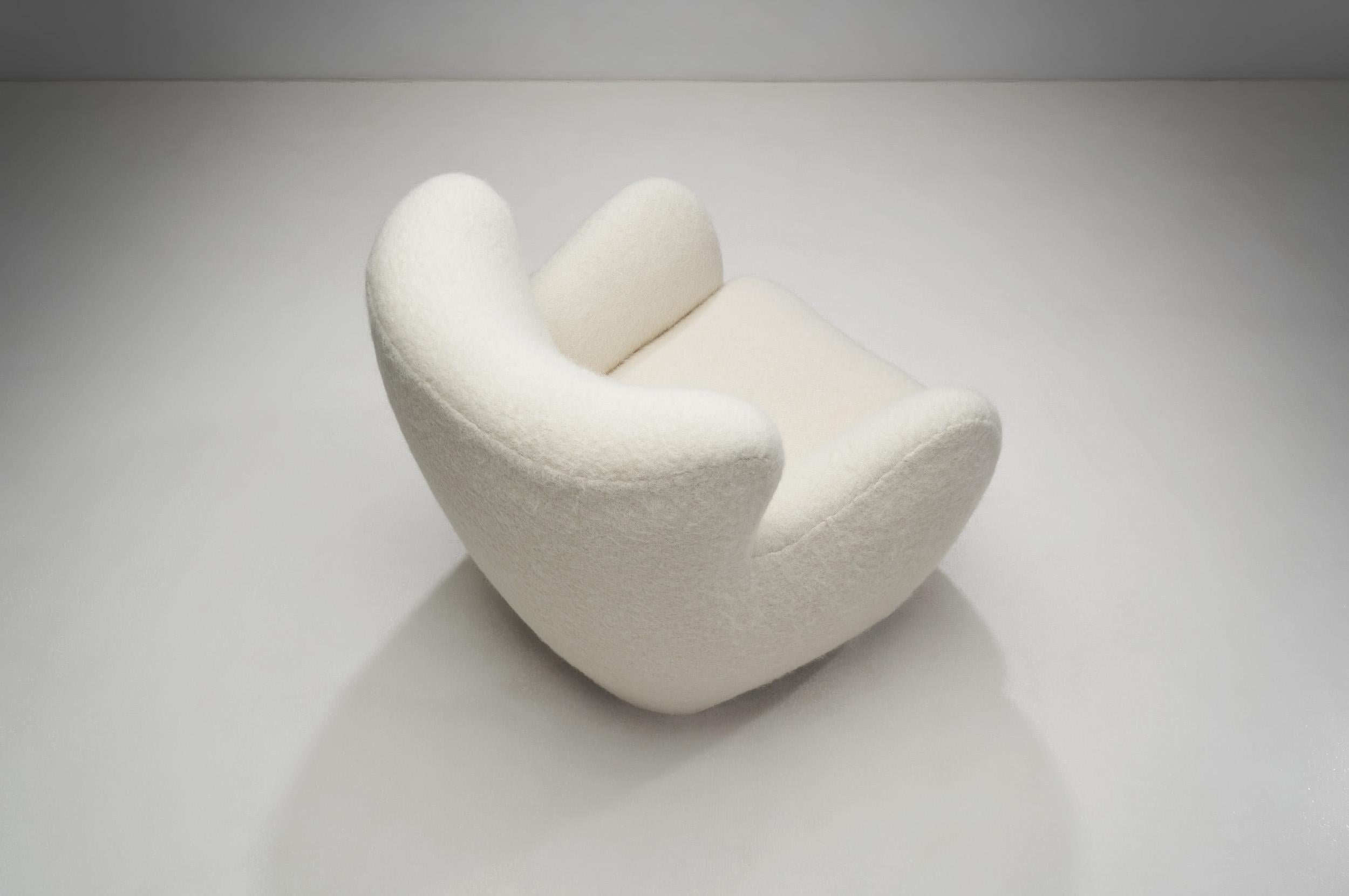 European Cabinetmaker Upholstered Lounge Chair with Ottoman, Europe ...