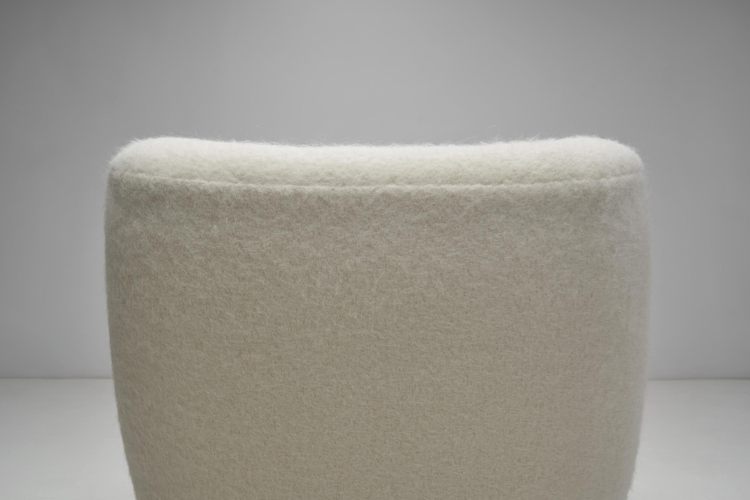 European Cabinetmaker Upholstered Lounge Chair with Ottoman, Europe ...