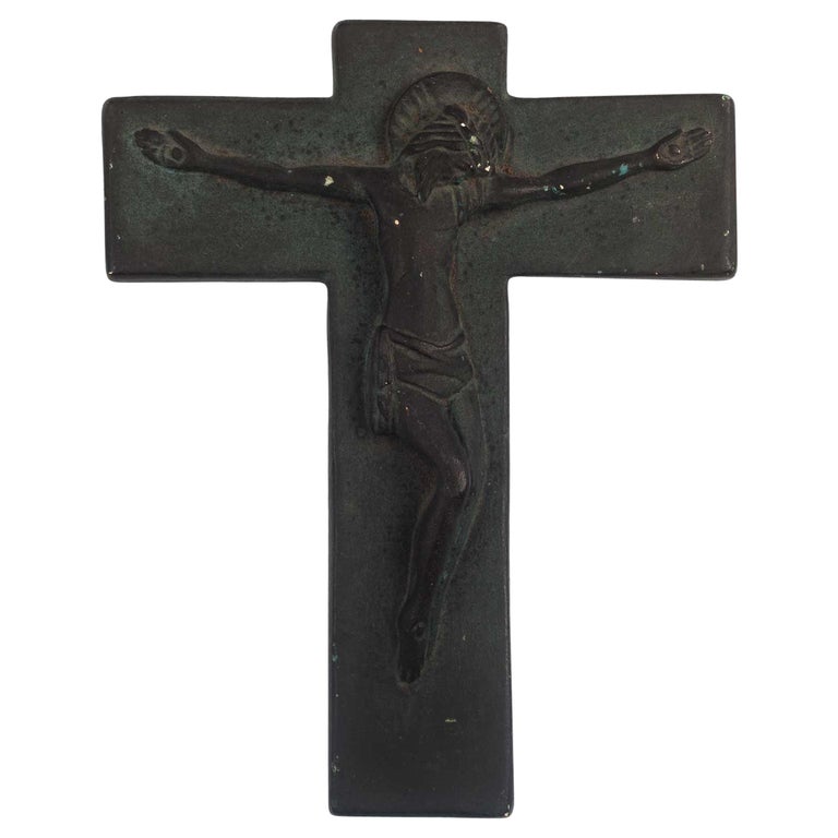 European Ceramic Wall Cross, 1970s For Sale at 1stdibs