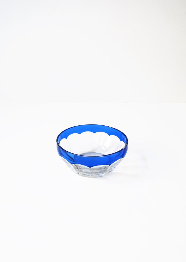 European Cobalt Blue and Clear Crystal Bowl at 1stDibs