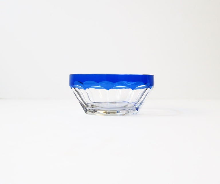 European Cobalt Blue and Clear Crystal Bowl at 1stDibs