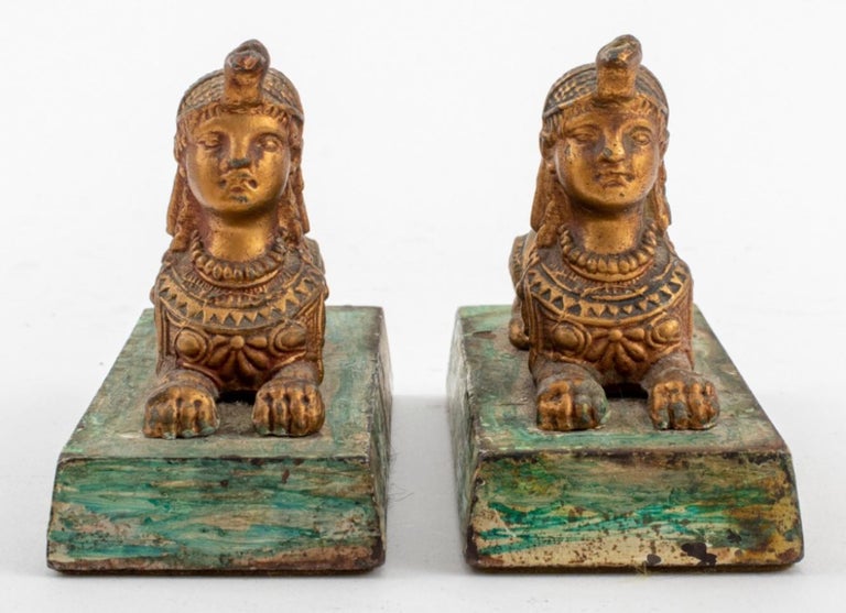 European Cold Painted Bronze Sphinx Sculptures, Pair For Sale at 1stDibs