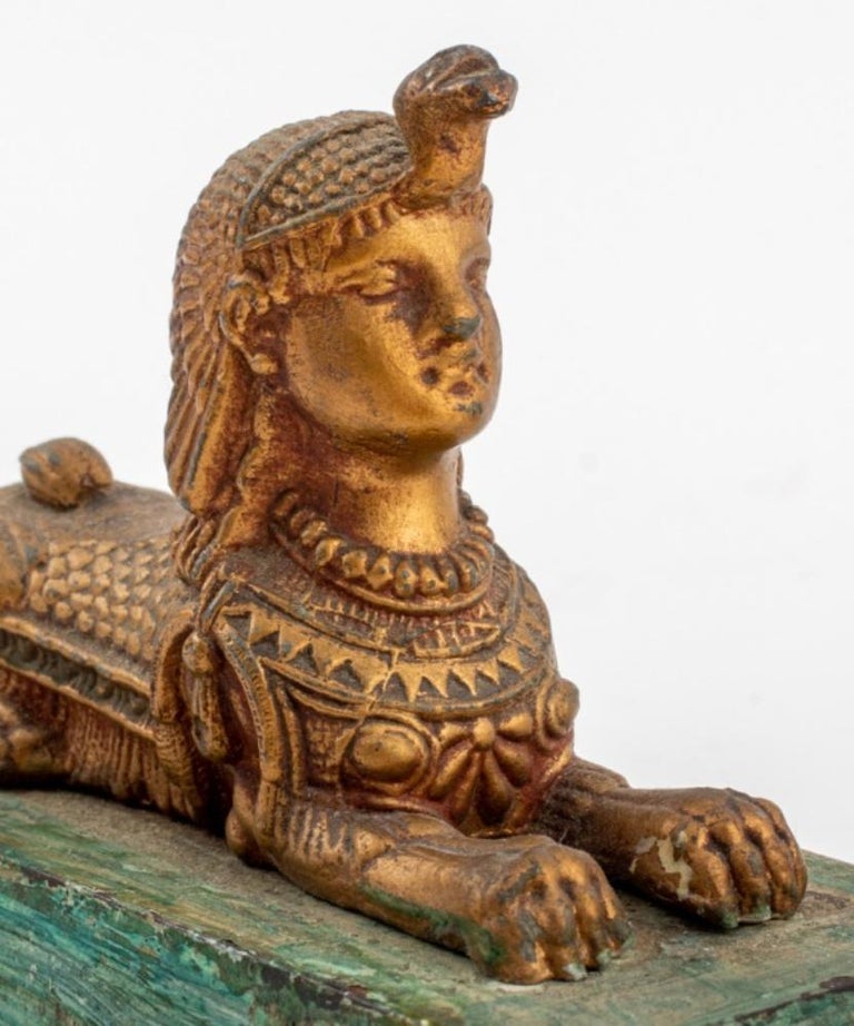 European Cold Painted Bronze Sphinx Sculptures, Pair For Sale at 1stDibs