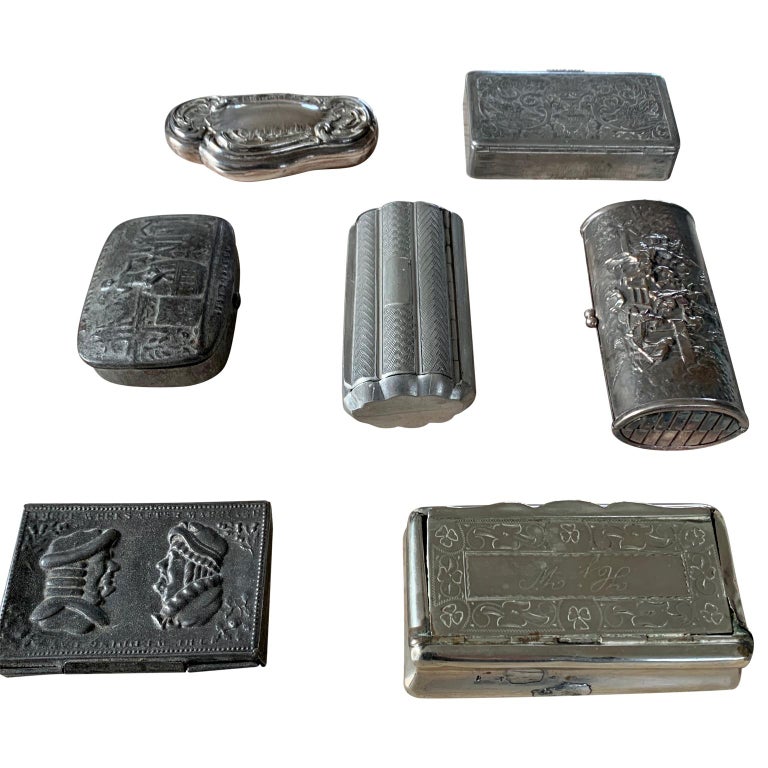 European Collection of 7 Antique 19th Century Snuff Boxes For Sale at ...