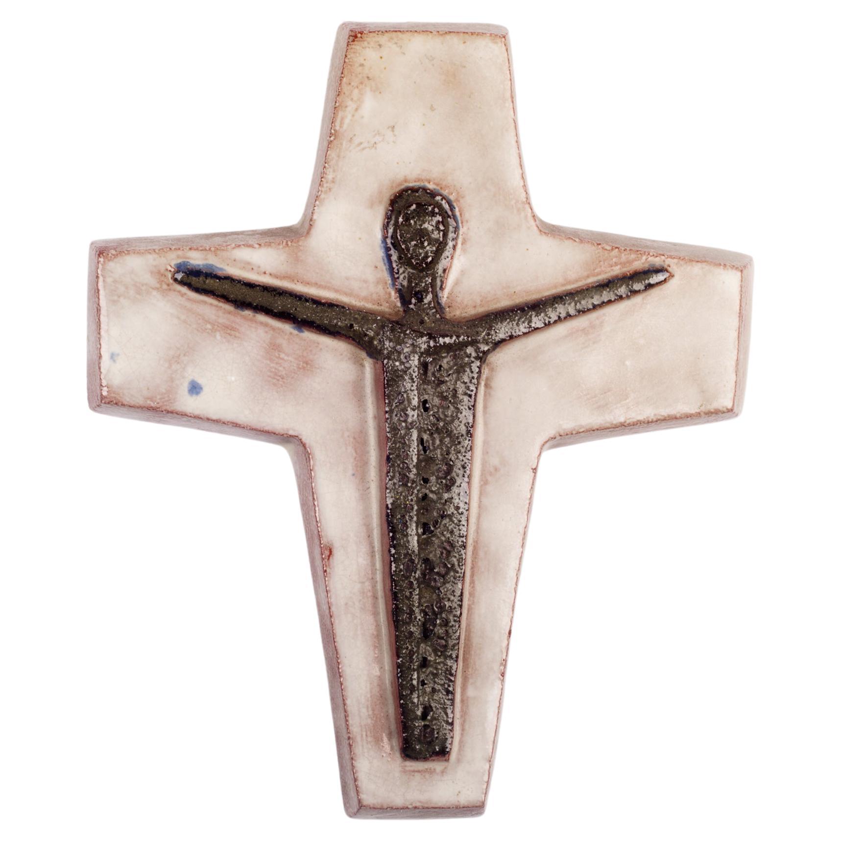 Midcentury Religious European Ceramic Crucifix, 1970s For Sale at 1stDibs