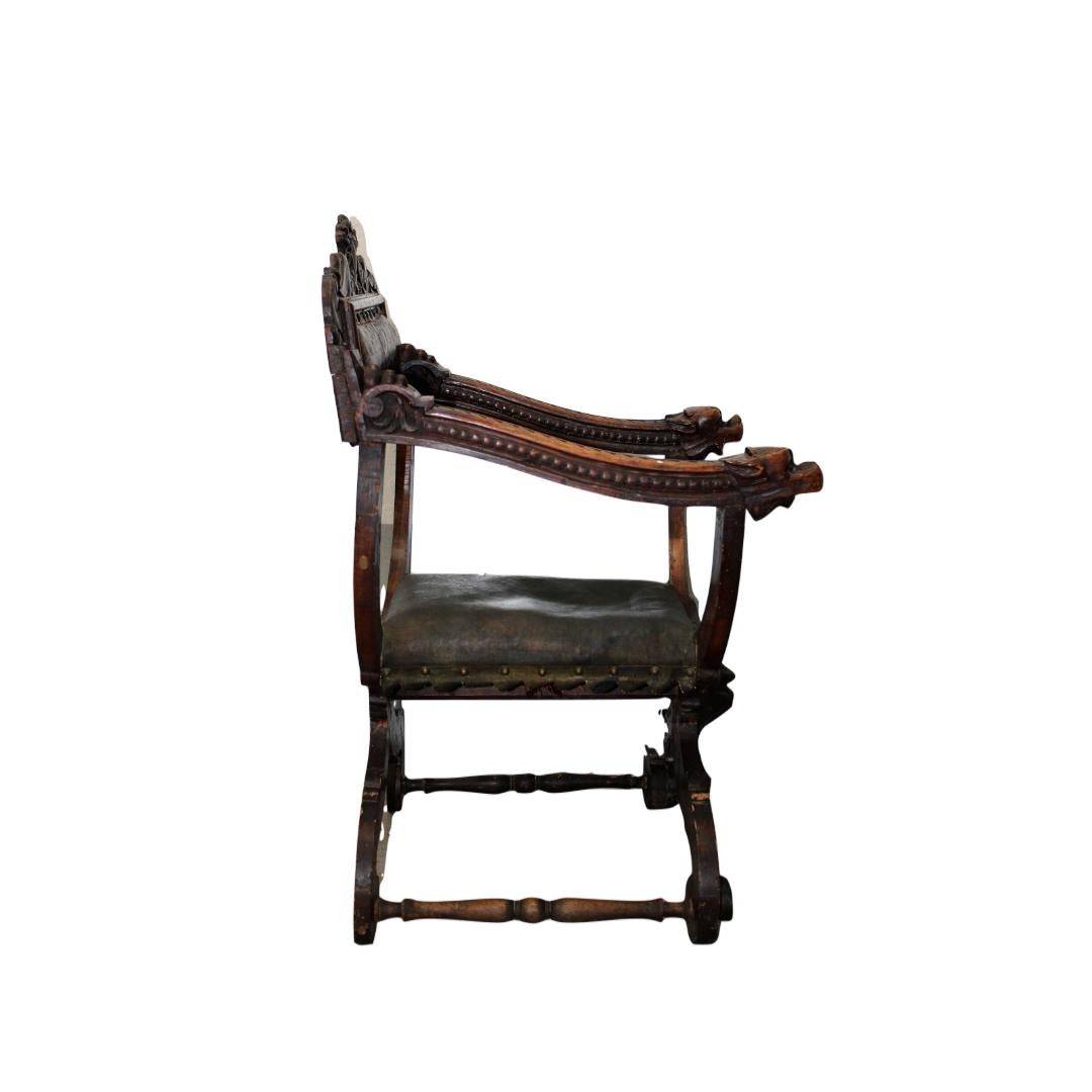 European Curule Chair W/ Carved Figures For Sale at 1stDibs | antique ...