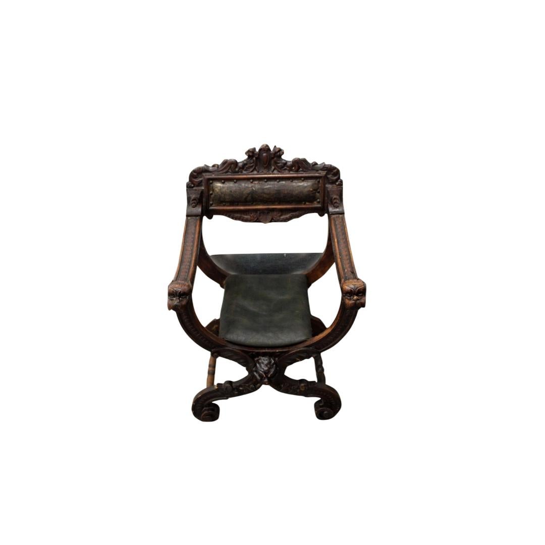 European Curule Chair W/ Carved Figures For Sale at 1stDibs | antique ...