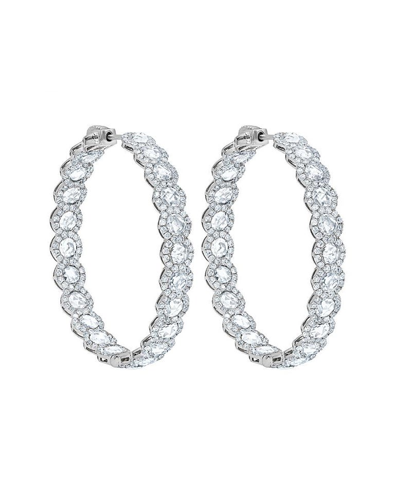 European Cut Diamond Hoops in White Gold For Sale (Free Shipping) at ...