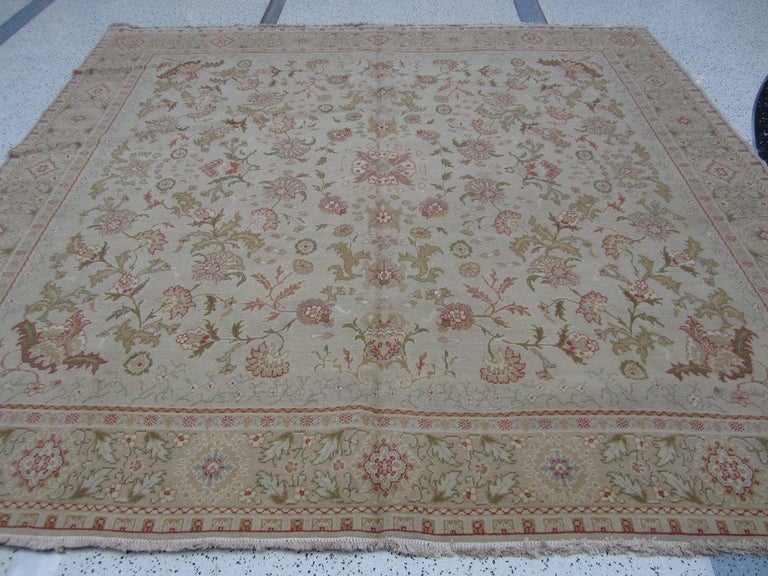 European Design Square Floral Area Rug For Sale at 1stDibs