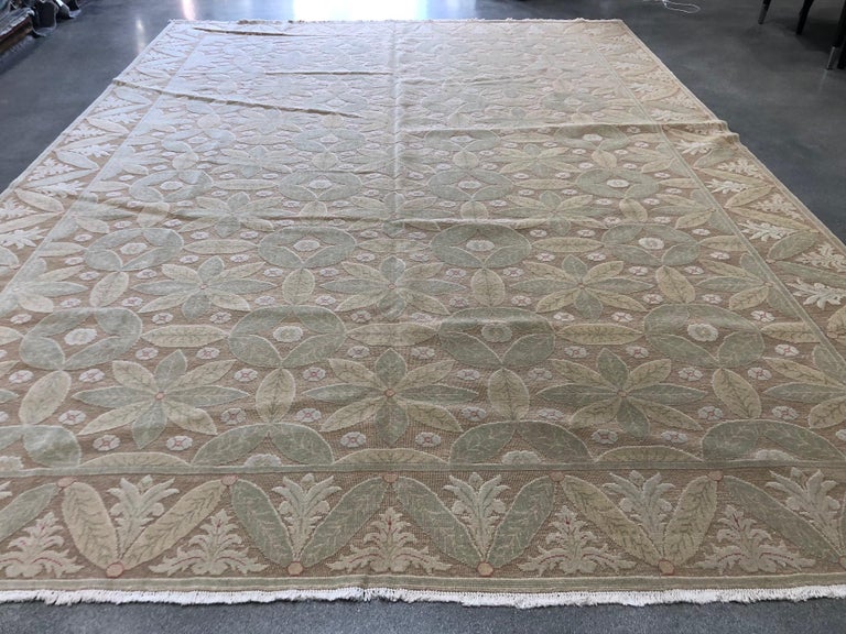 European Design Rug in Brown, Green and Yellow For Sale at 1stDibs