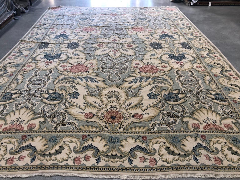 European Design Floral Rug with Grey and Ivory For Sale at 1stDibs