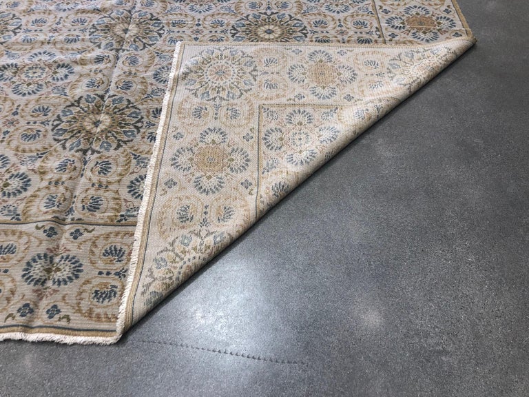 European Design Area Rug with Blue and Gold For Sale at 1stDibs