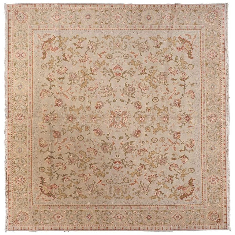 European Design Square Floral Area Rug For Sale at 1stDibs