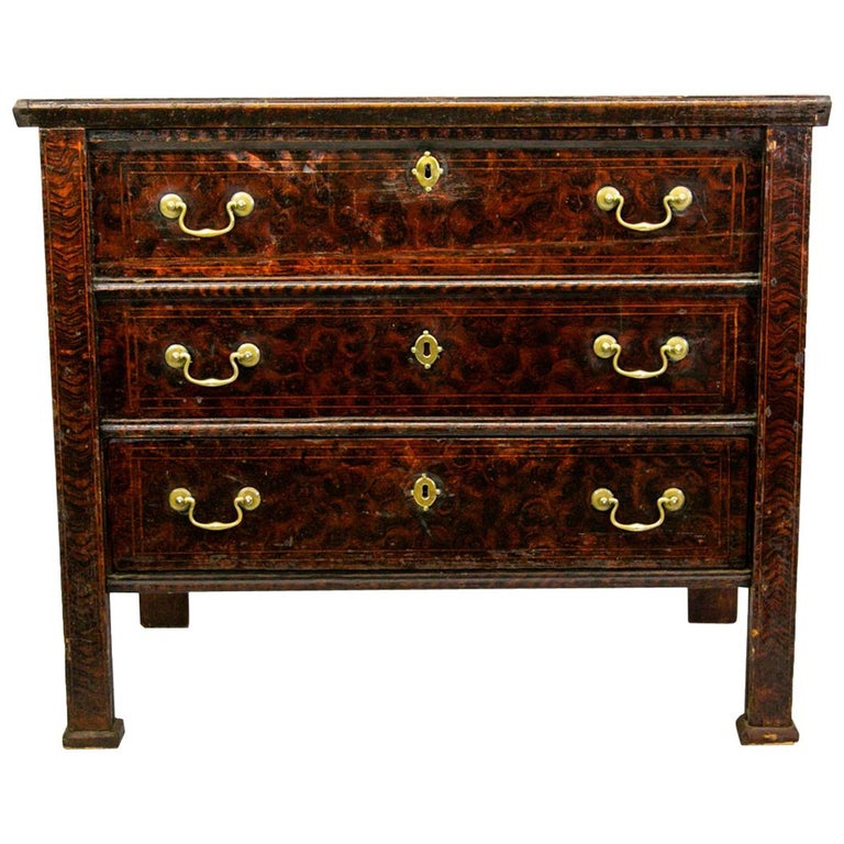 European Faux Painted Pine Lift Top Chest For Sale at 1stDibs