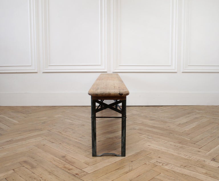 European Folding Bench with Metal Legs at 1stDibs | foldable bench legs ...