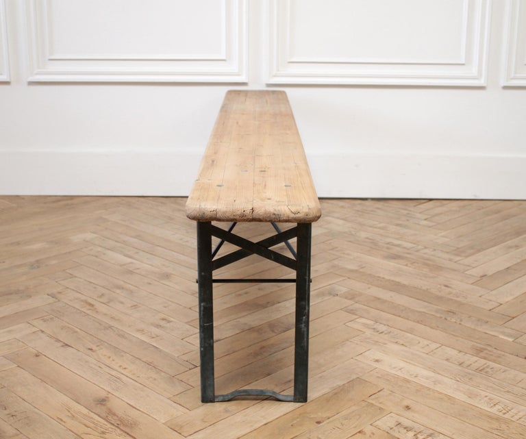 European Folding Bench with Metal Legs at 1stDibs | foldable bench legs ...