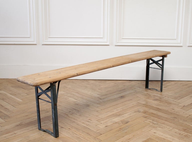 European Folding Bench with Metal Legs at 1stDibs | foldable bench legs ...