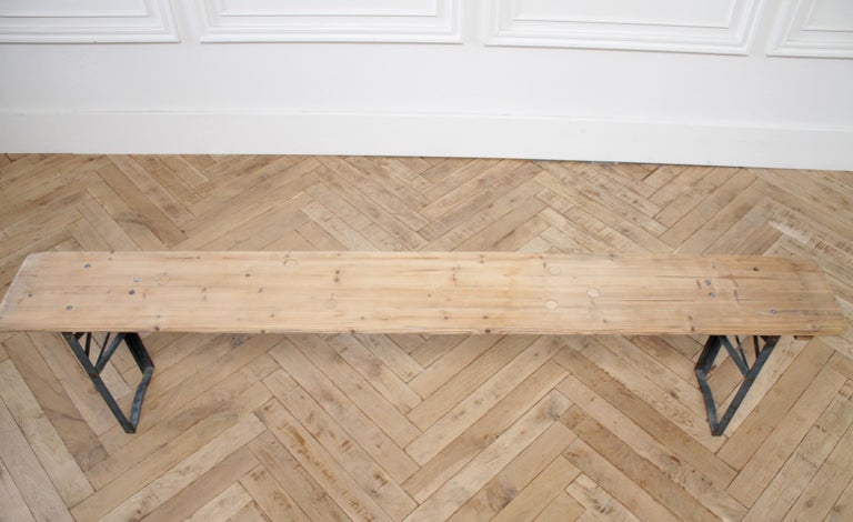 European Folding Bench with Metal Legs at 1stDibs | foldable bench legs ...